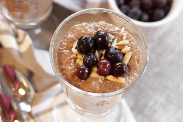 Chocolate Chia Pudding with Blueberries - Plant-Based Cooking