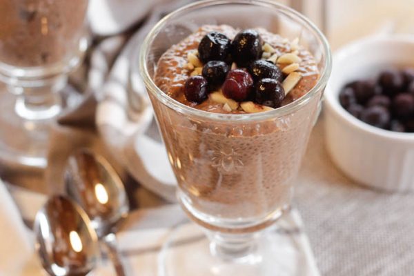 Chocolate Chia Pudding with Blueberries - Plant-Based Cooking